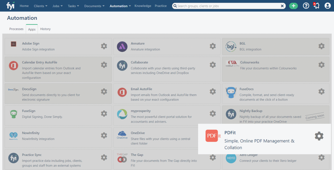 Connect PDFit to FYI | Integration | Accounting Practice Apps